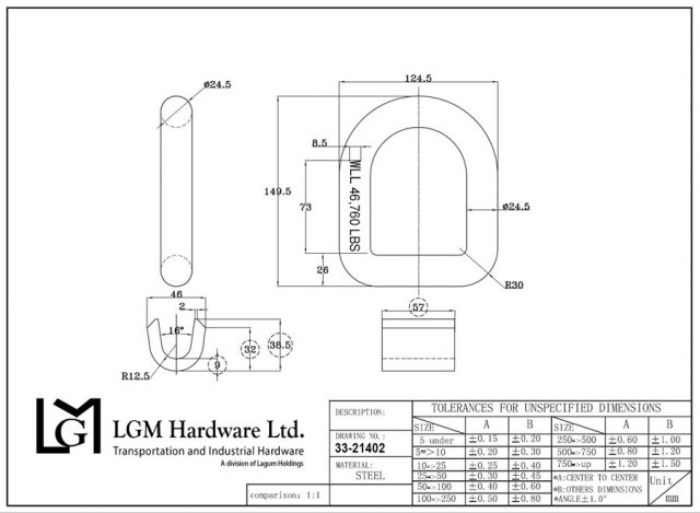 “D” Lashing Ring - 5" W x 6" L